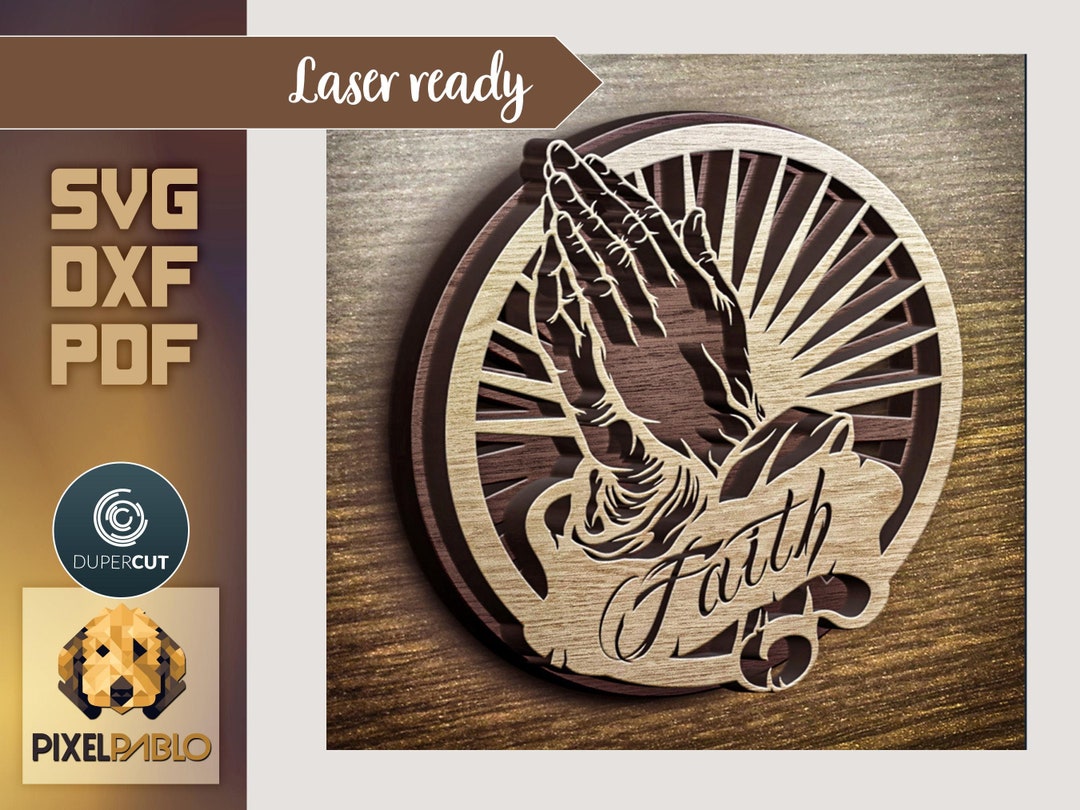 Praying Hands SVG Layered File | Vector Design for Laser Cutting ...