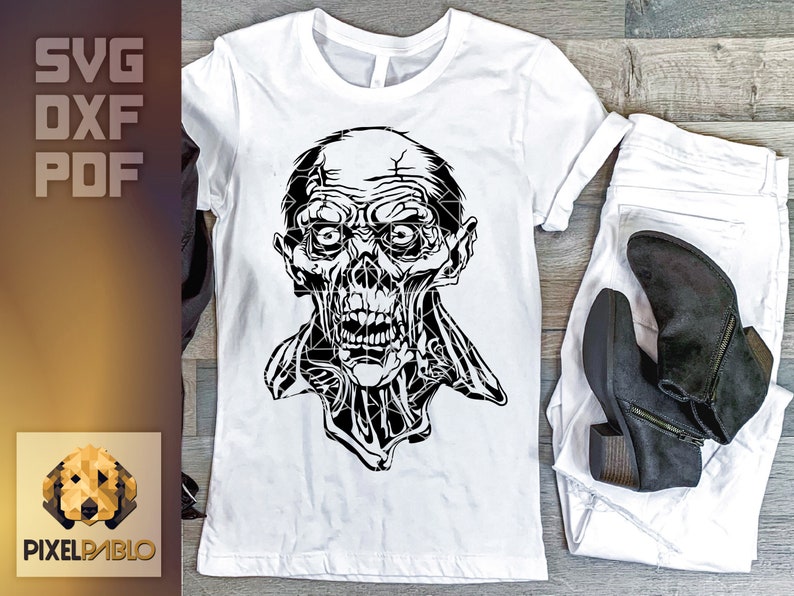 Scary Zombie Head SVG File Gothic Steampunk Horror Art Template Vector ...