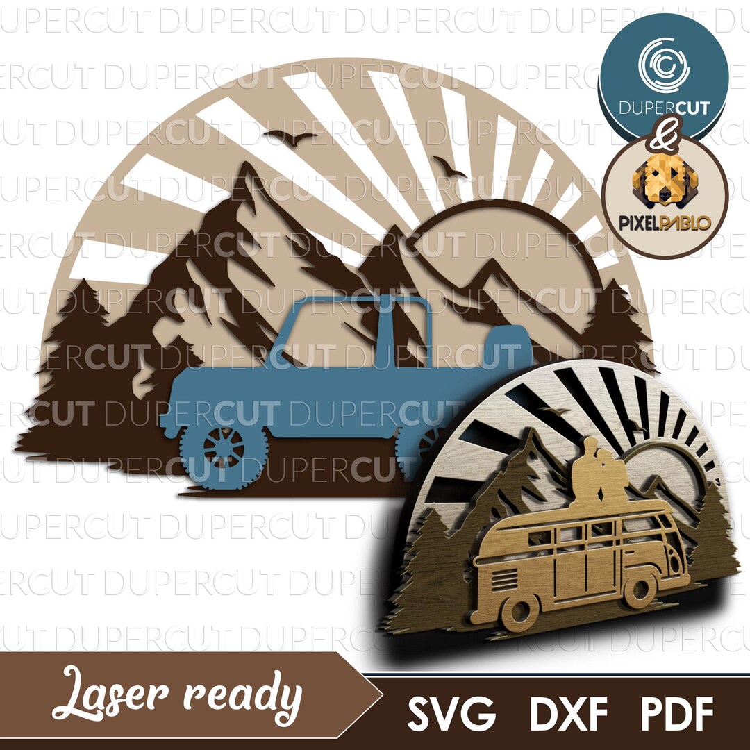 Adventure Scene Camper Wilderness SVG File | Vector Design for Laser ...