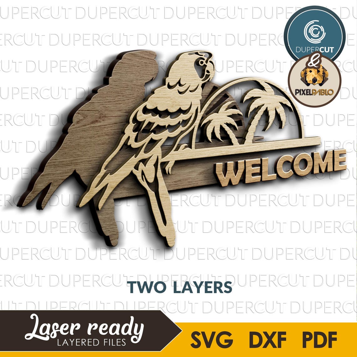 Parrot Welcome Sign SVG File: Laser Cut Wall Decor Plaque (digital ...
