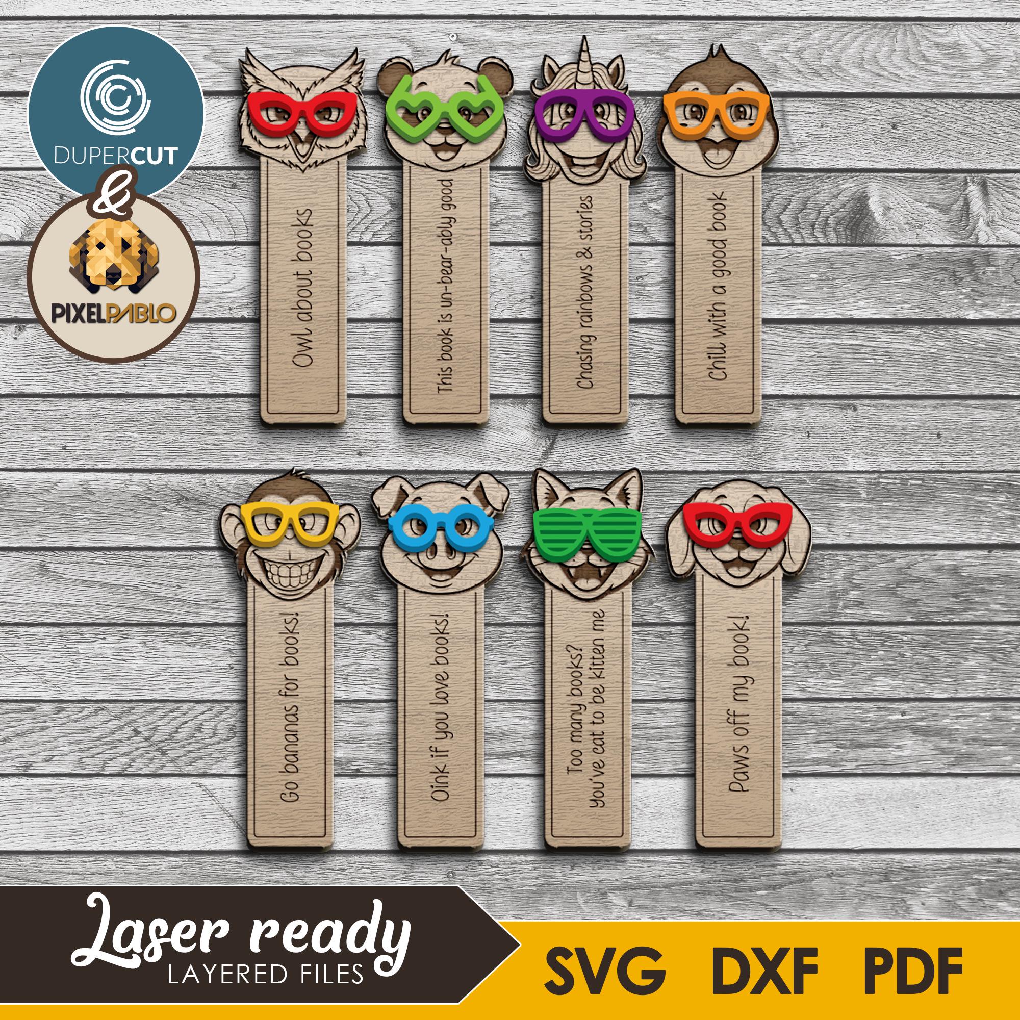 Animal Bookmarks Bundle SVG Laser Cut Files: 8 Layered Designs (digital ...
