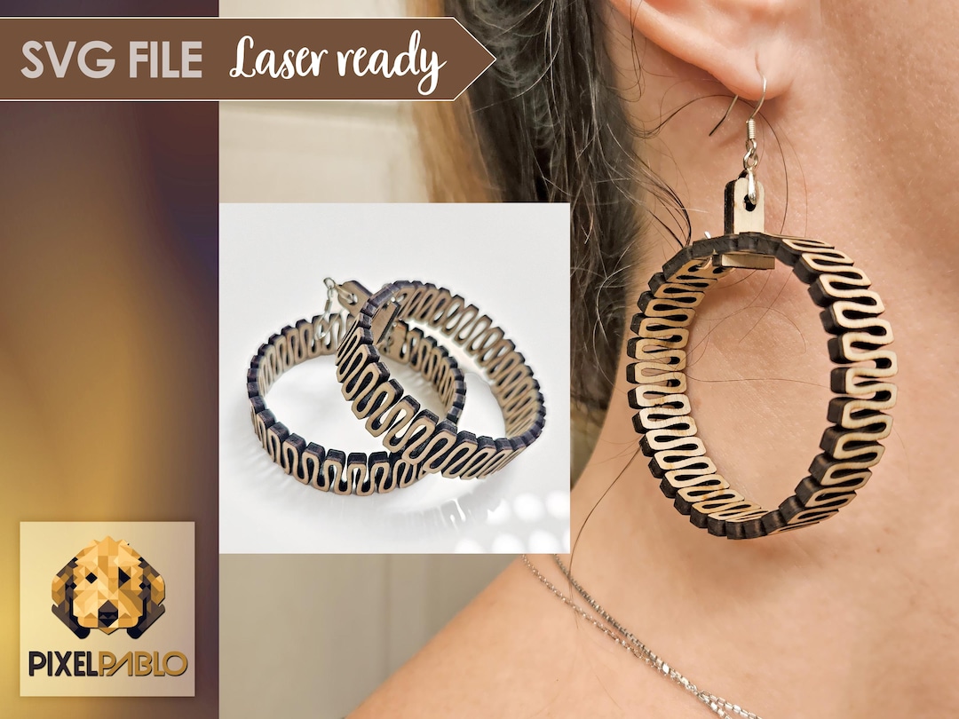 3D Sculpted Hoop Earrings SVG File | Vector Design Laser Cutting ...
