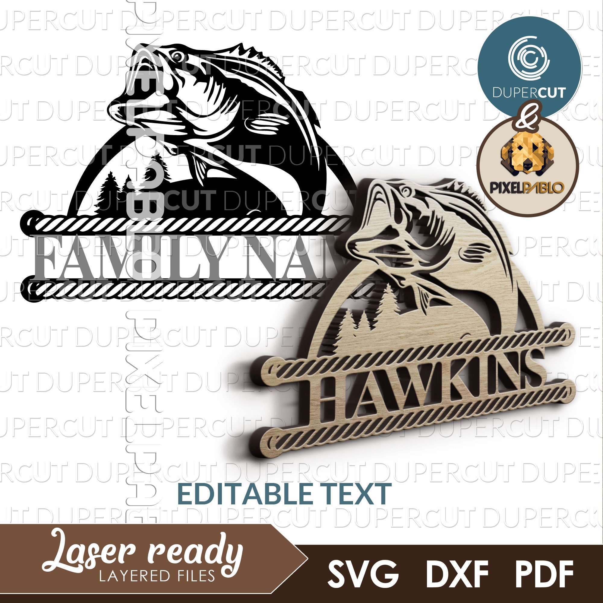 Fishing Welcome Sign SVG Layered File Add Custom Text Vector Design ...