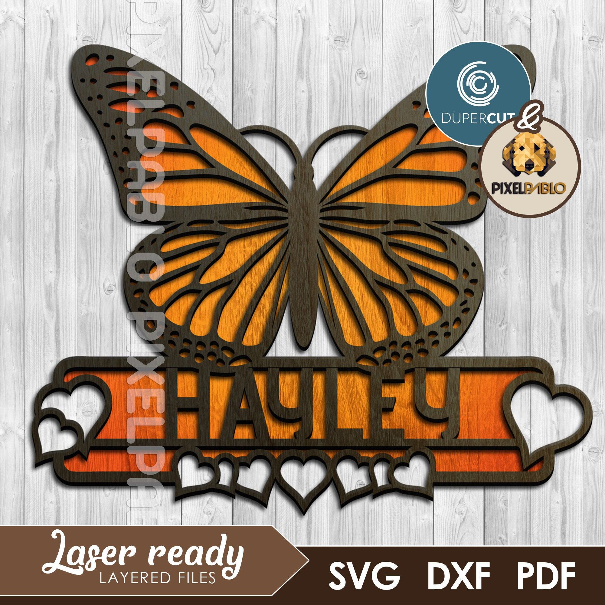 Monarch Butterfly Custom Name Sign SVG Layered File | Vector Design for ...