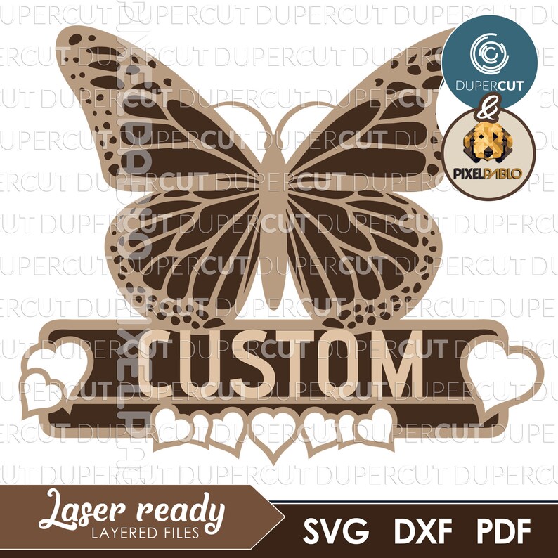 Monarch Butterfly Custom Name Sign SVG Layered File | Vector Design for ...