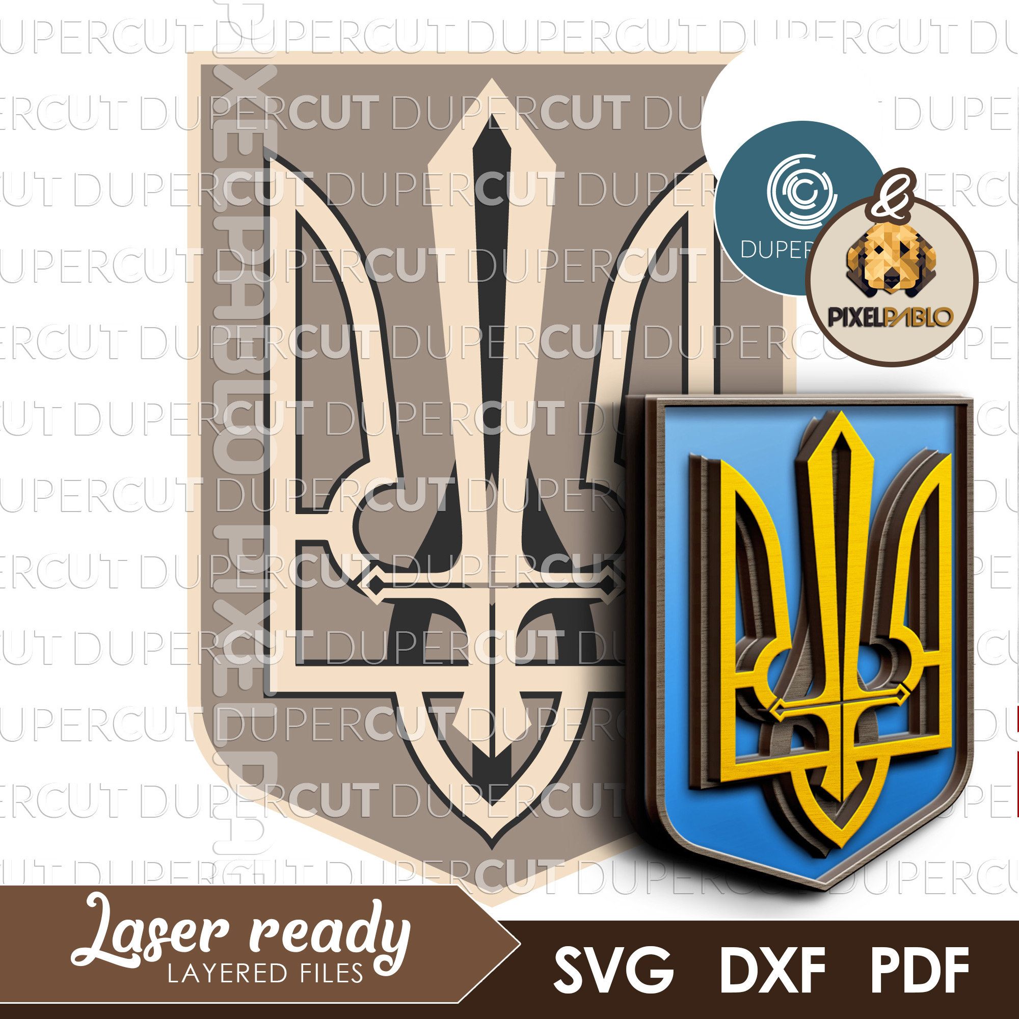 Ukrainian Tryzub Sign SVG Layered File | Vector Design for Laser ...