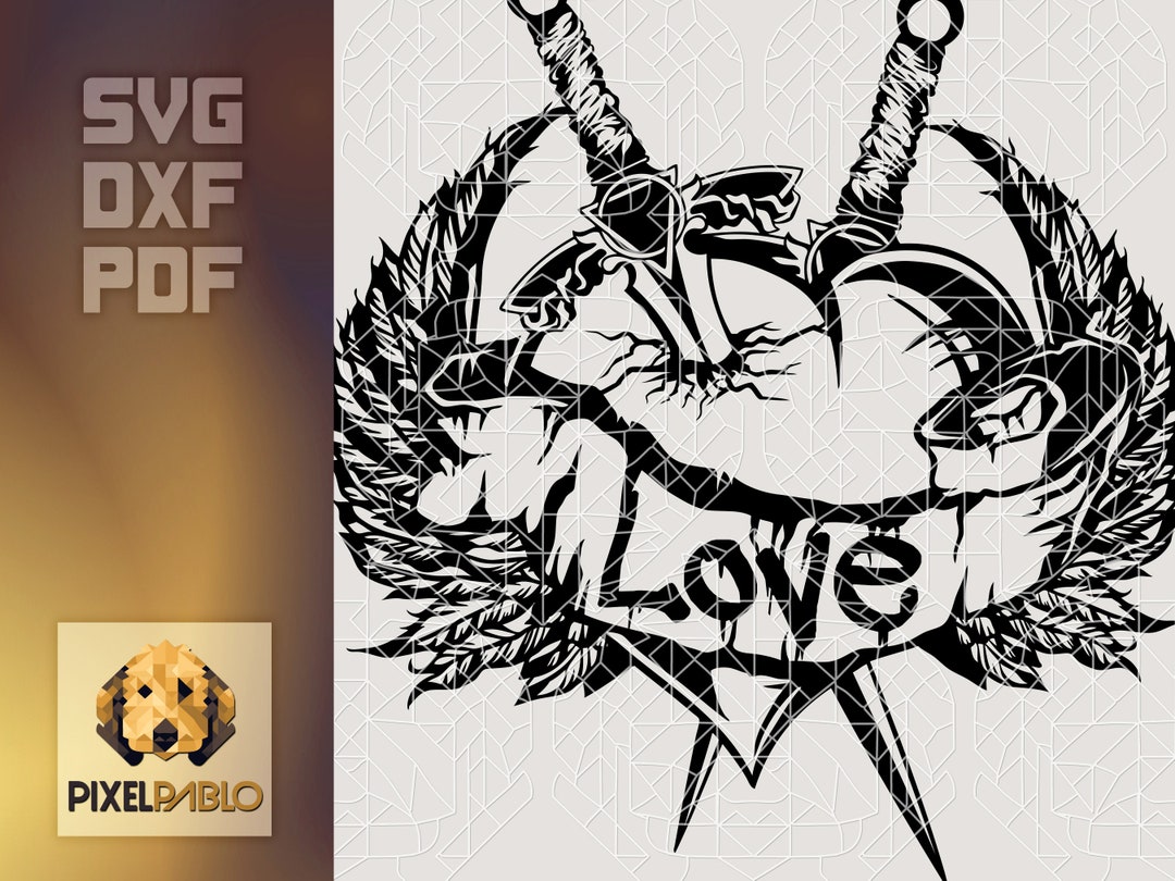 Winged Heart With Dagger | Love Heart | Vector Design for Cutting ...