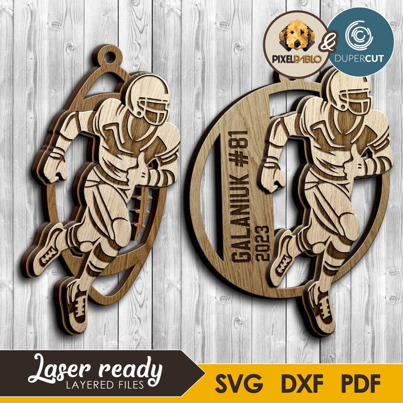 Male Sports Ornaments Bundle SVG Laser Cut Files: 10 Layered Designs ...