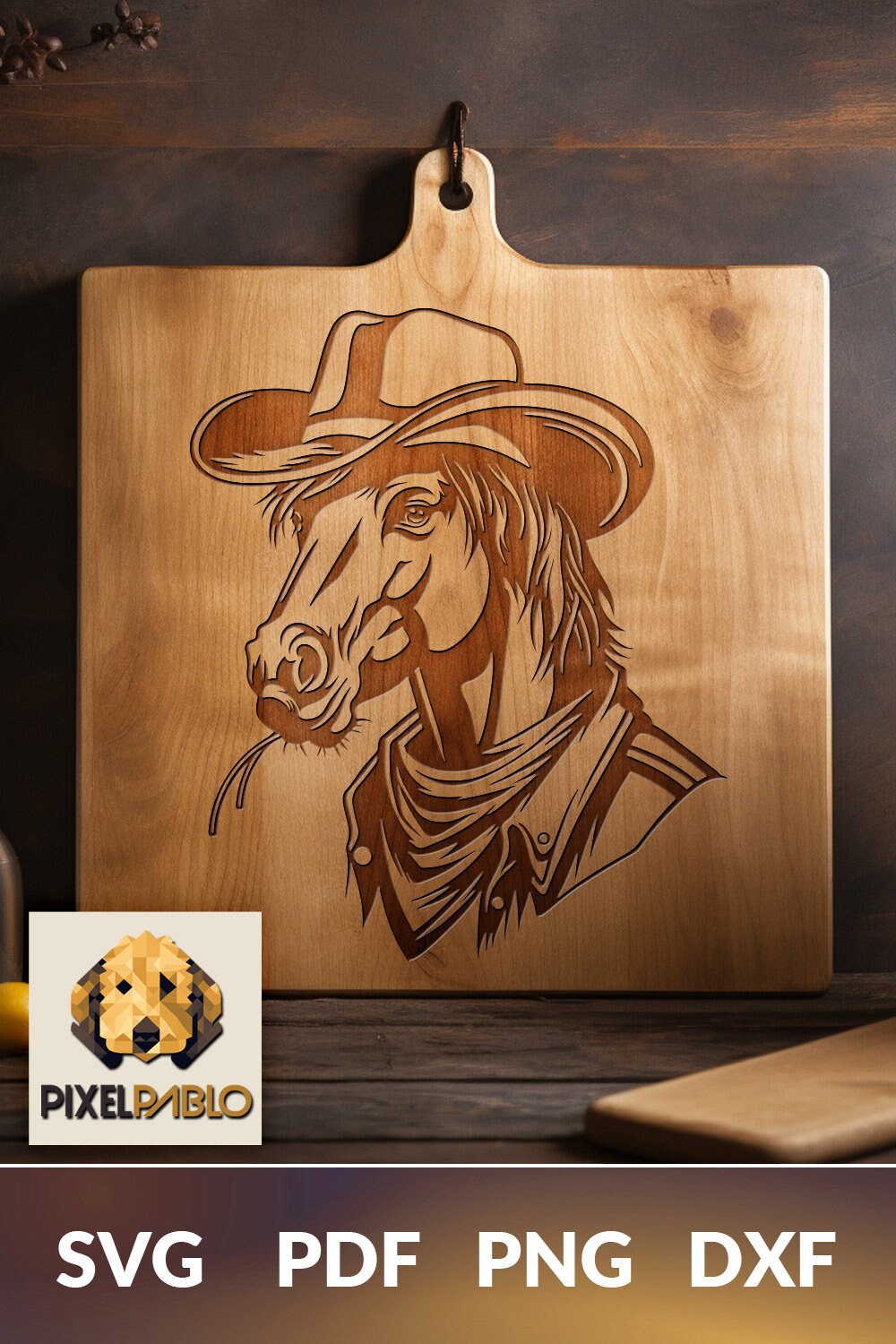 Horse Wearing Cowboy Hat SVG File Detailed Template Vector Design for ...