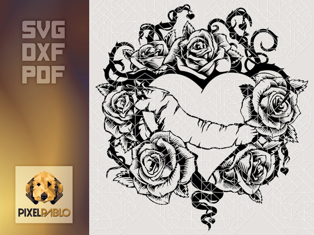Heart and Roses | Scroll Add Your Own Text | Love Heart | Vector Design ...
