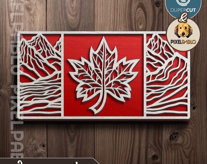 3d Layered Wood Canadian Canada Flag Decor Maple Leaf Souvenir- SVG ...