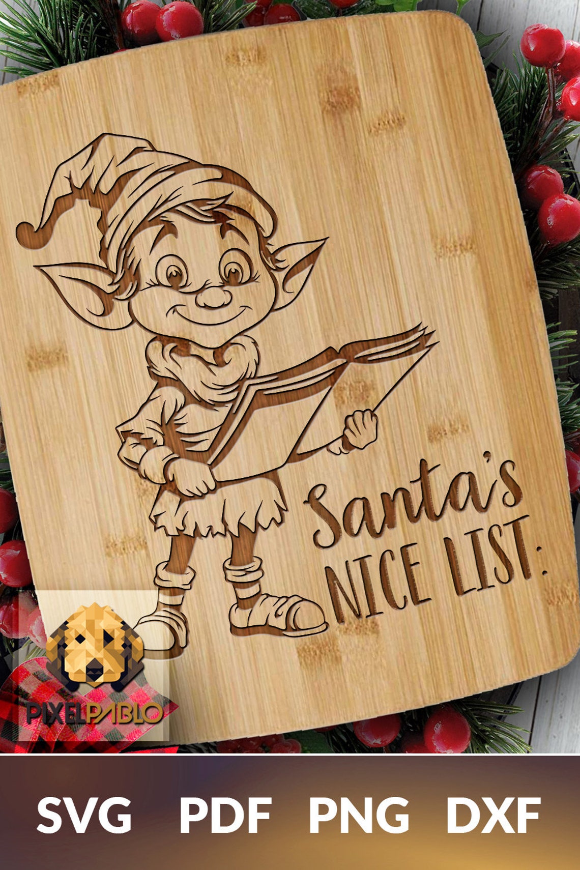 Cute Christmas Elf SVG File Holiday Spirit Template Vector Design for ...