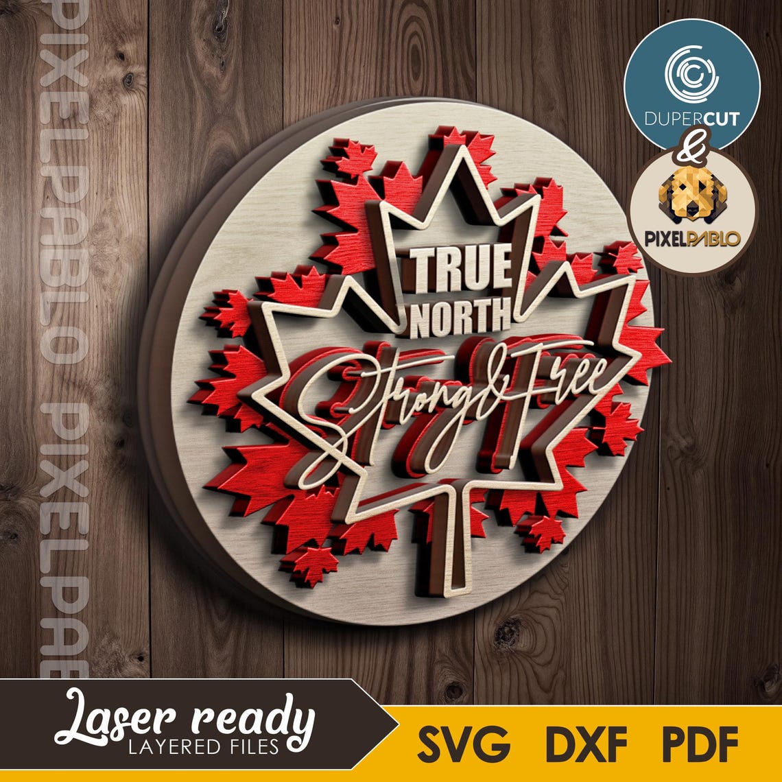 Canadian Maple Leaf Sign Layered SVG File | Vector Design for Laser ...
