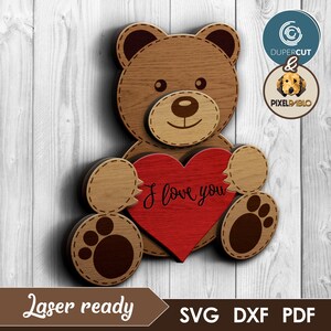 Cute Teddy Bear Holding a Heart SVG Layered File | Vector Design for ...