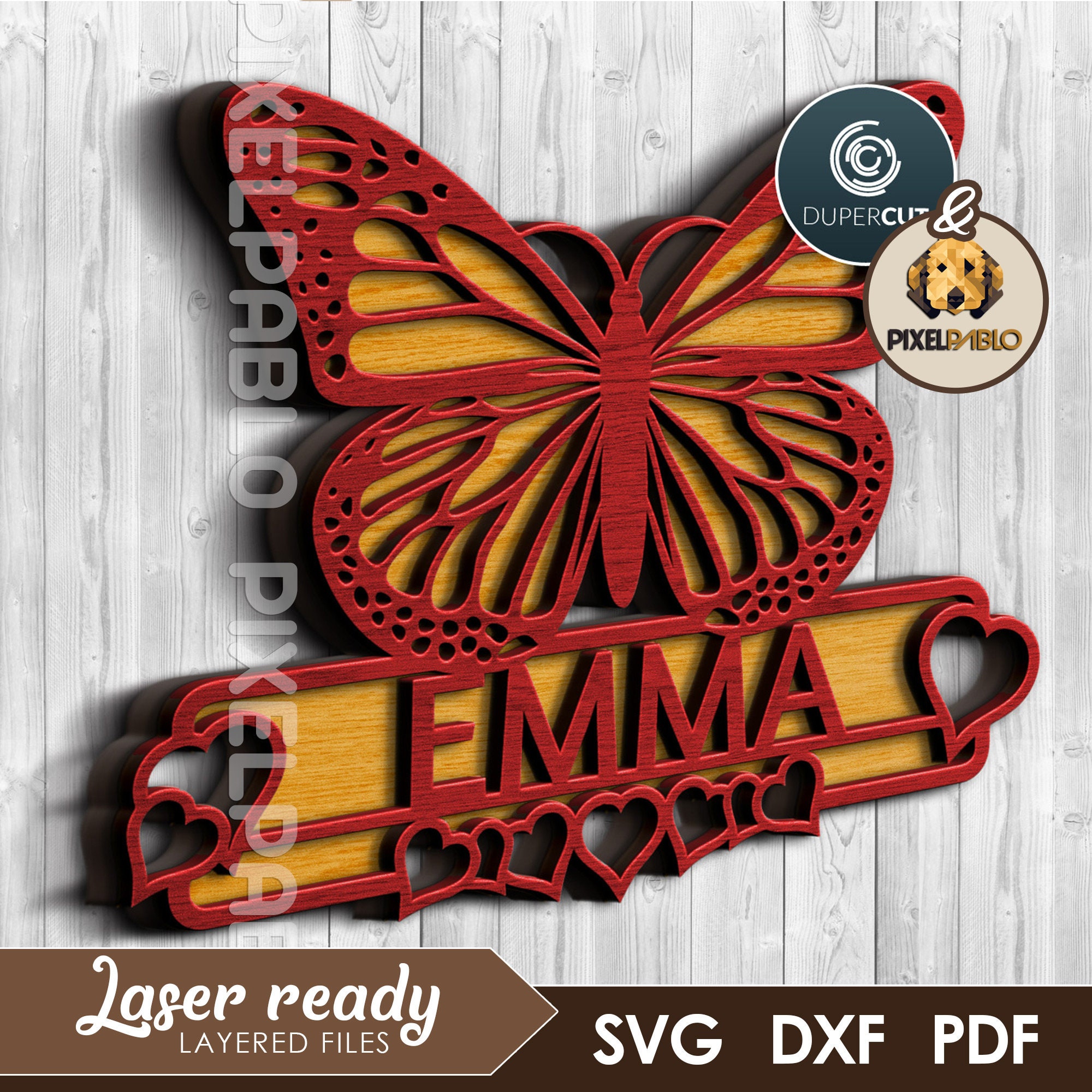Monarch Butterfly Custom Name Sign SVG Layered File | Vector Design for ...