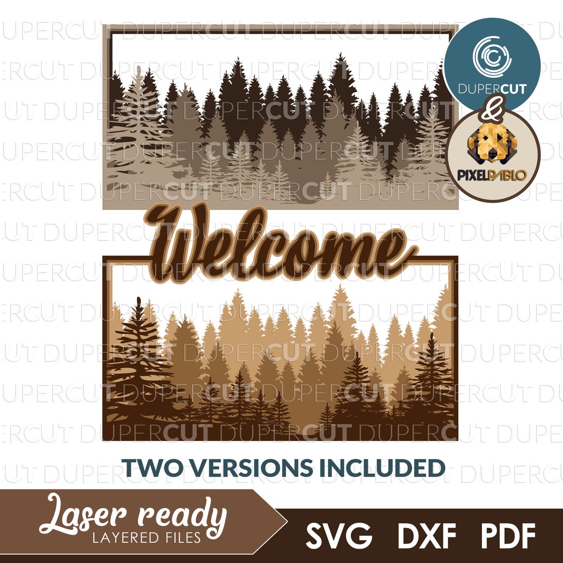 2 Designs Treeline Welcome Sign SVG Layered File | Vector Design for ...