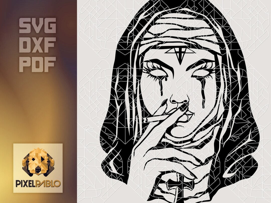 Bad Nun | Smoking Nun | Steampunk Tattoo Style | Vector Design for ...