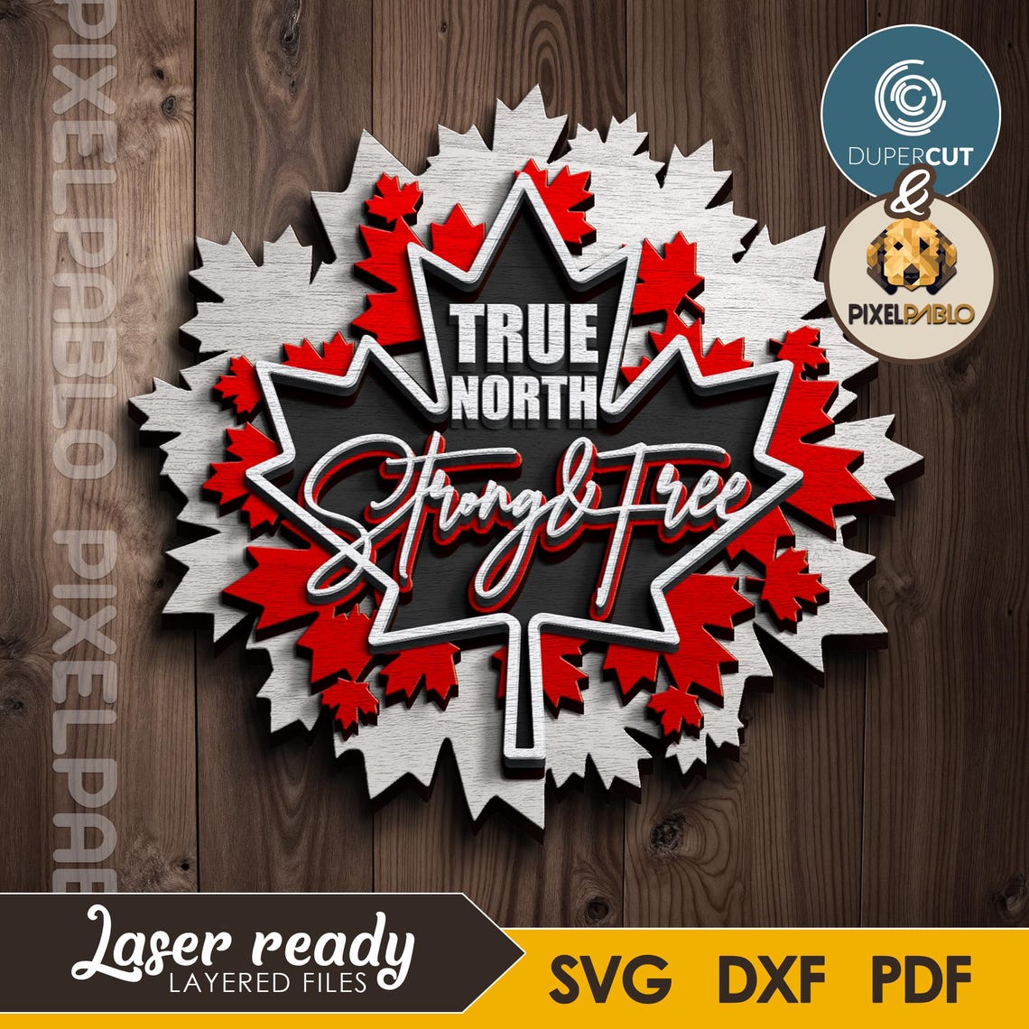 Canadian Maple Leaf Sign Layered SVG File | Vector Design for Laser ...