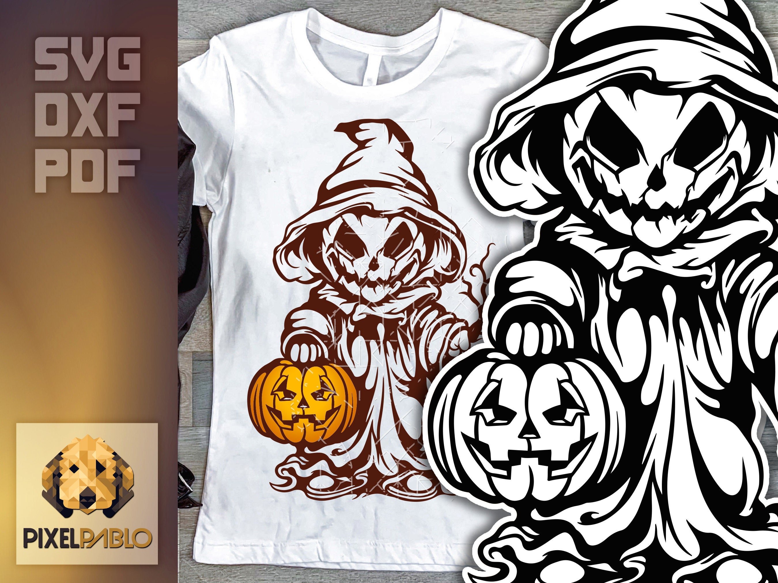Pumpkin Man With Lantern SVG File | Gothic Steampunk Template | Vector ...