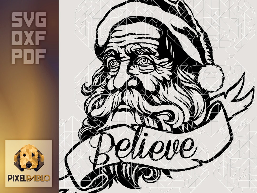 Santa Believe SVG File | Gothic Steampunk Template | Vector Design for ...