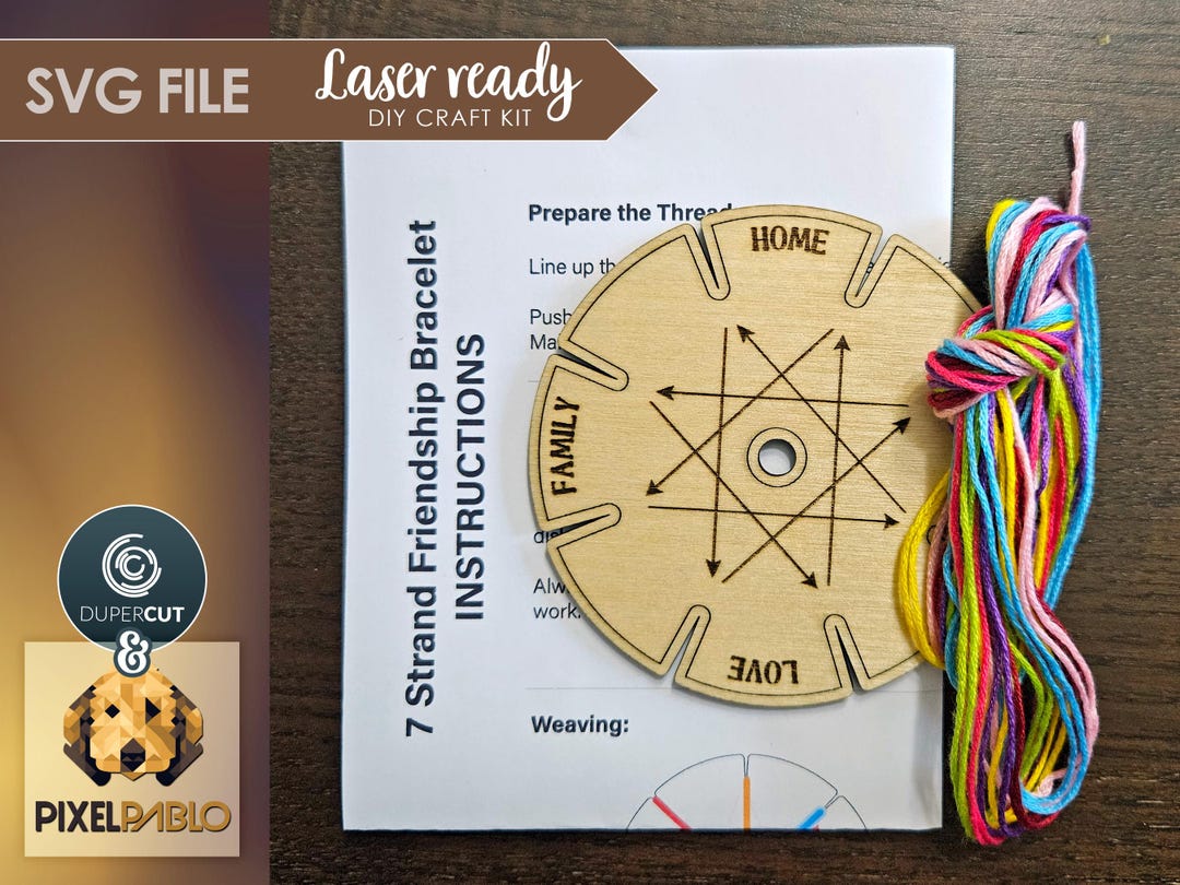Seven Strand Friendship Bracelet Disk DIY Kit SVG File | Digital ...