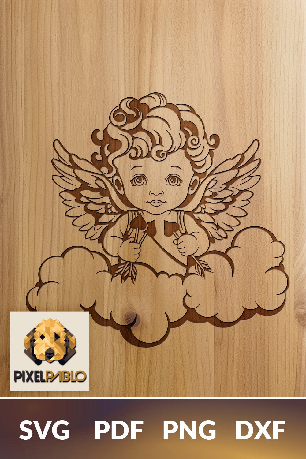 Cupid With Heart Arrows SVG File | Detailed Template Vector Design for ...