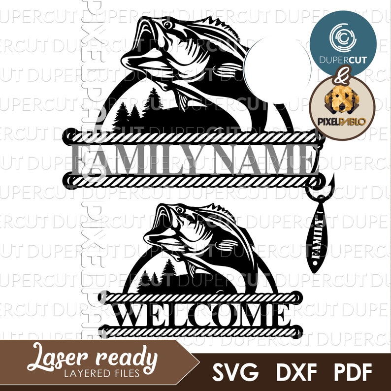 Fishing Welcome Sign SVG Layered File Add Custom Text Vector Design ...