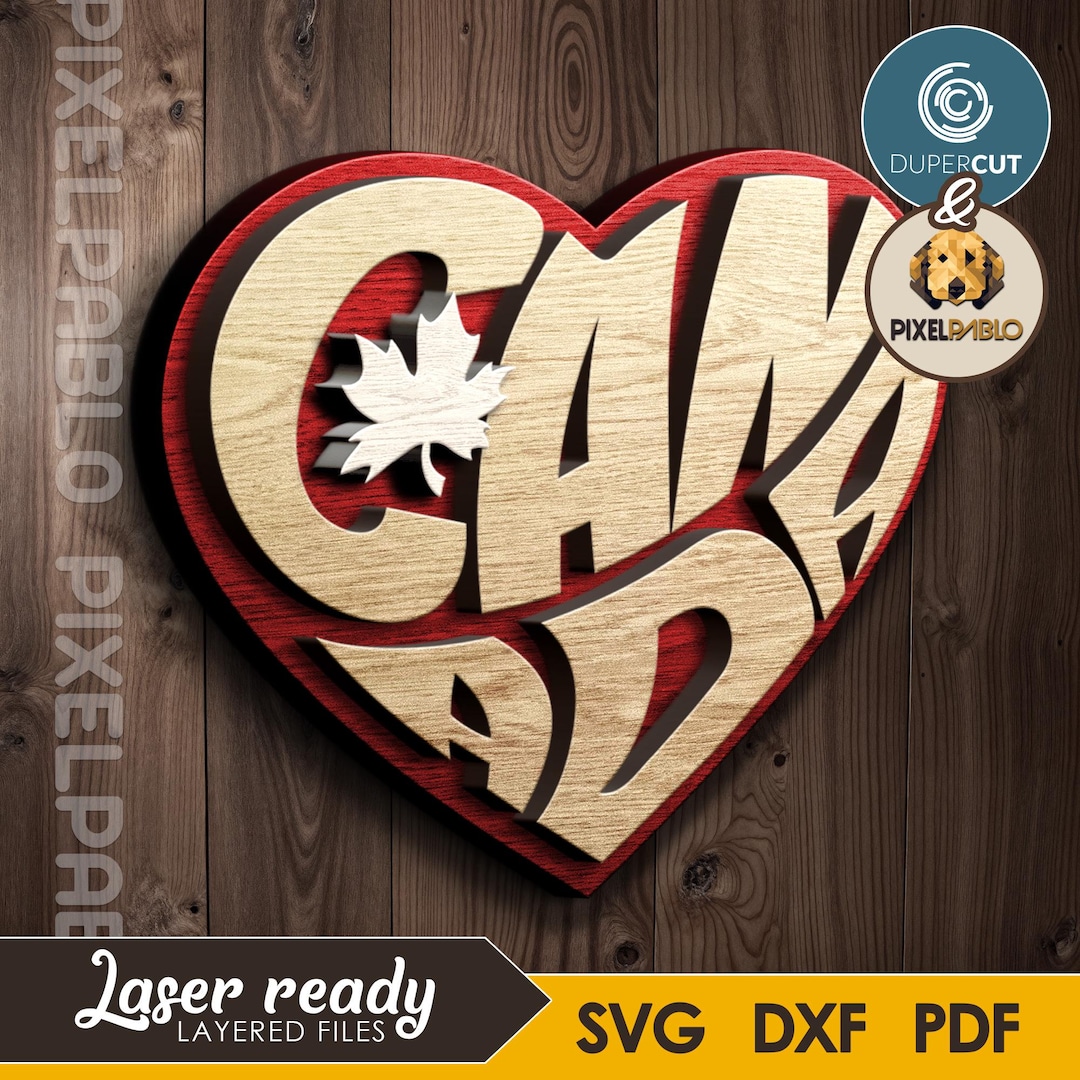 Canada in Shape of Heart SVG File | Vector Design for Laser Cutting ...