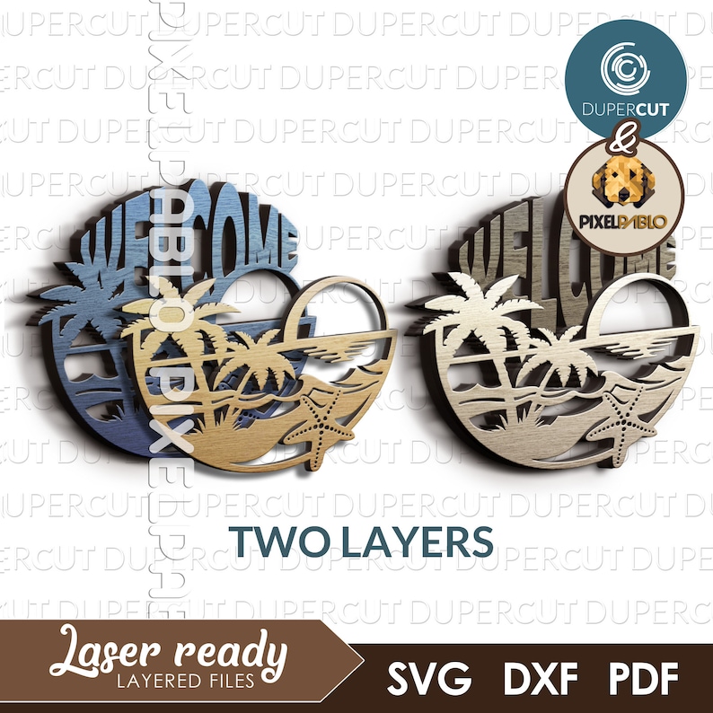 Beach Welcome Sign SVG Layered File | Vector Design for Laser Cutting ...