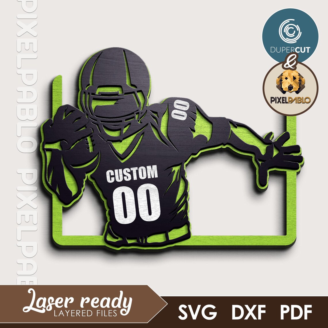 American Football Sign SVG Layered File | Vector Design for Laser ...