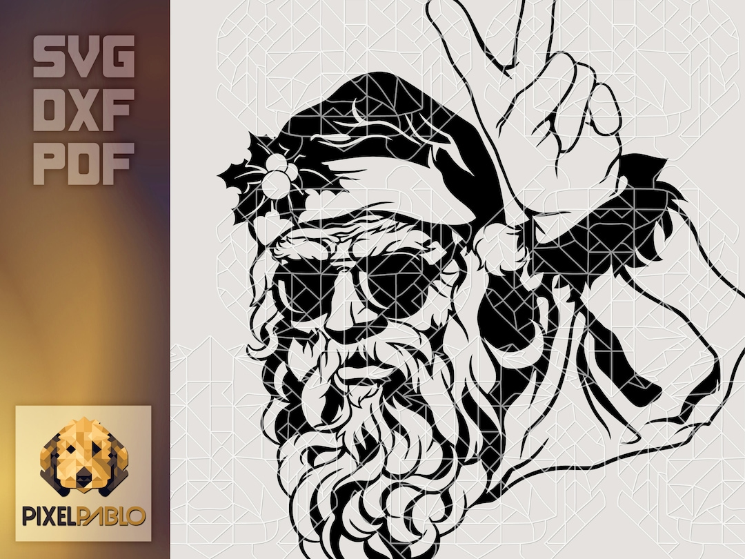Cool Santa in Sunglasses Peace Sign SVG File | Gothic Steampunk ...
