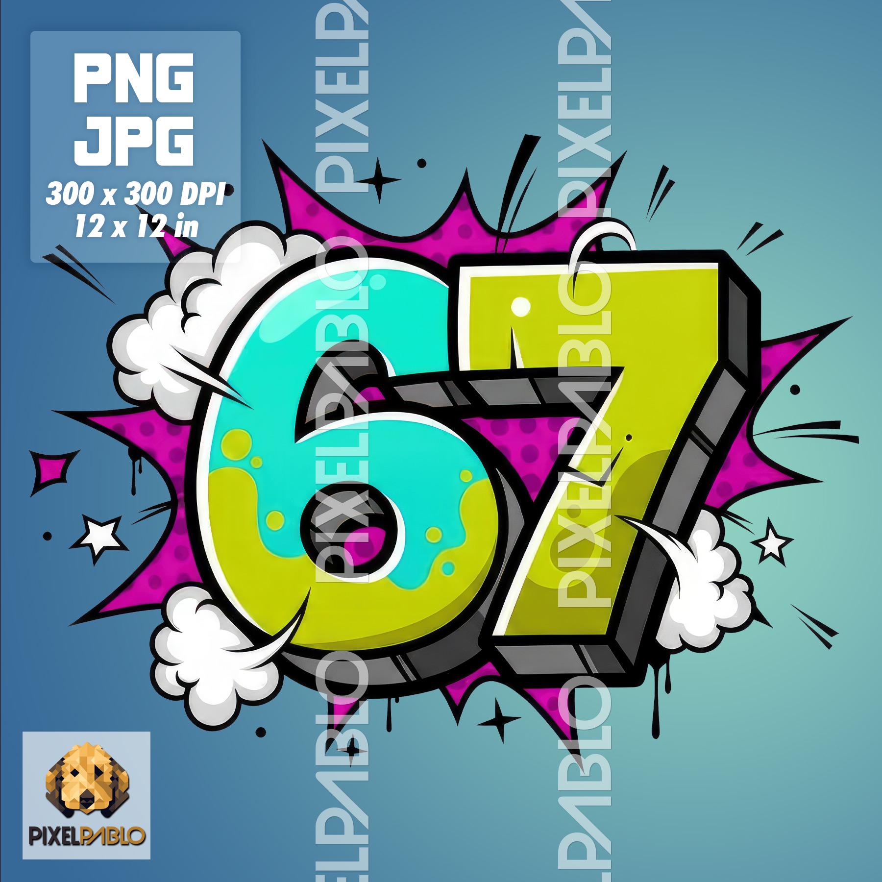 Six Seven Graffiti Art Set - 6 Urban Illustrations, PNG/JPG Files ...