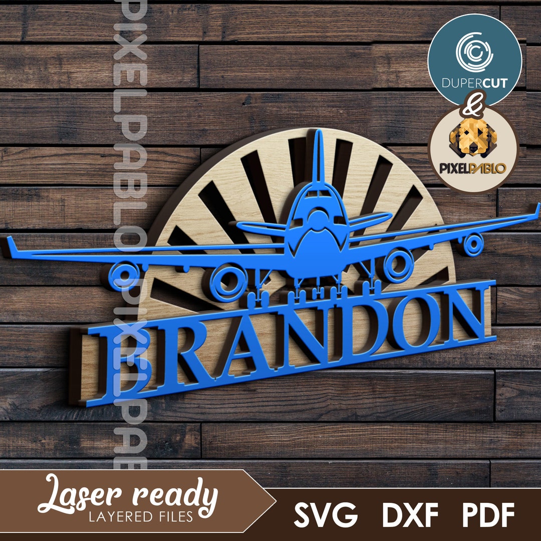 Airplane Sign Personalized SVG Layered File | Vector Design for Laser ...