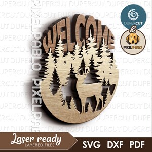 Wilderness Scene Deer Welcome Sign SVG Layered File | Vector Design ...