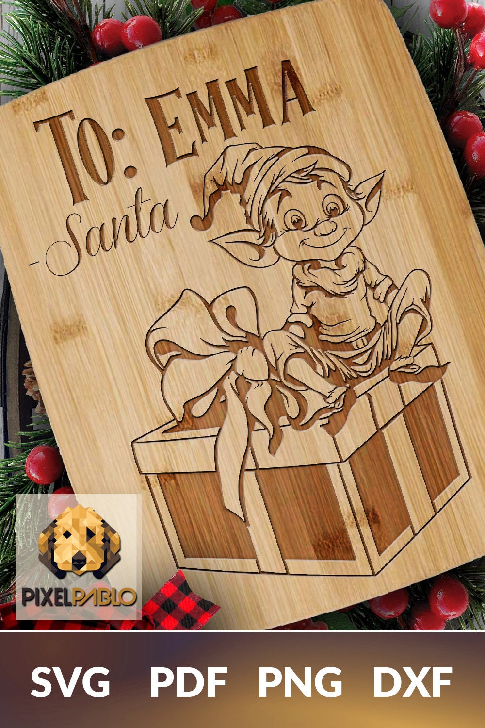 Christmas Elf Sitting on Gift Box SVG | Holiday Spirit Template ...