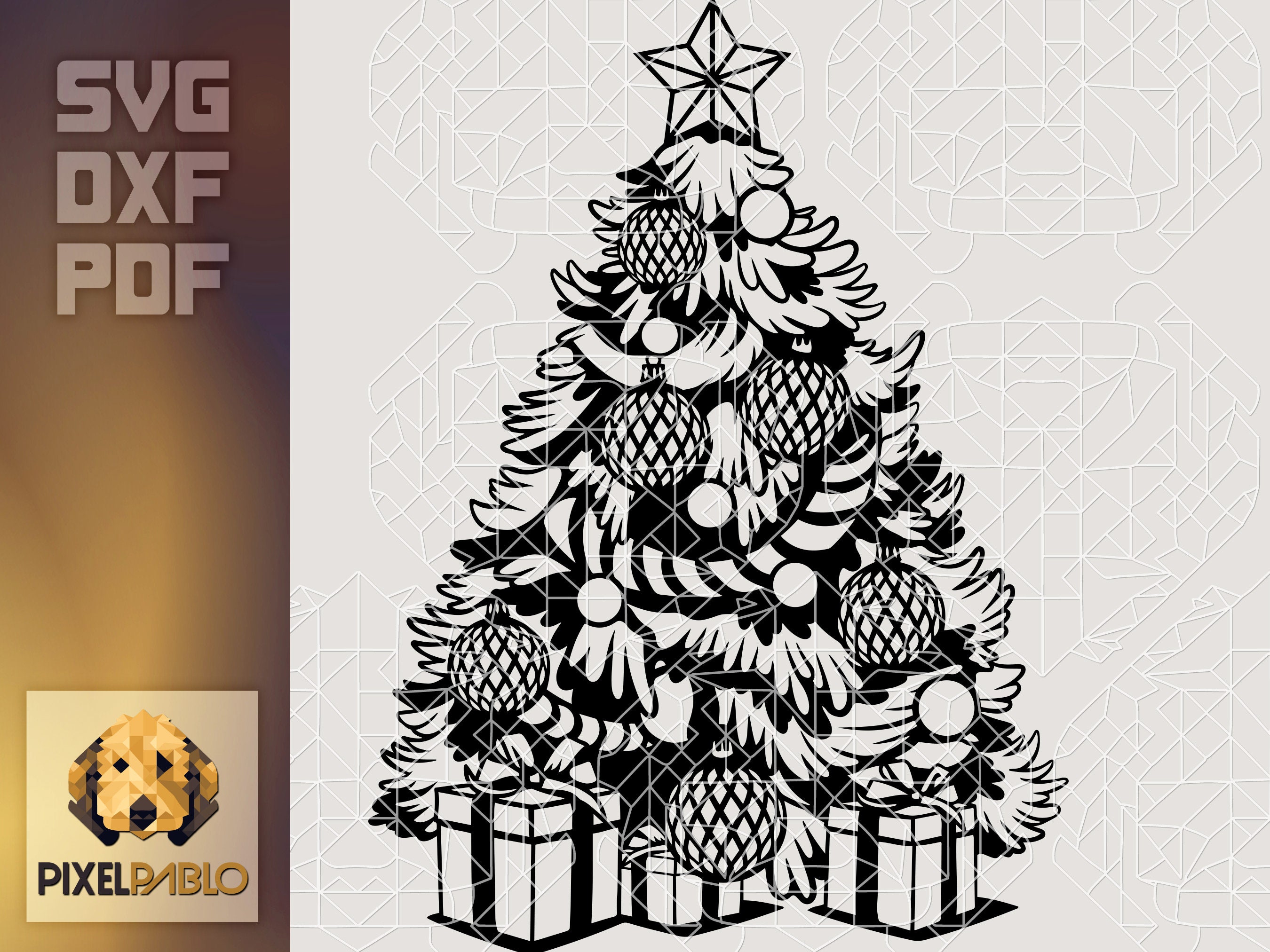 Decorated Christmas Tree With Gifts SVG File | Detailed Holiday ...