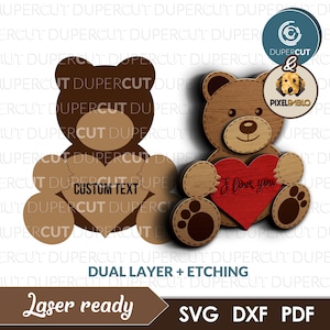 Cute Teddy Bear Holding a Heart SVG Layered File | Vector Design for ...