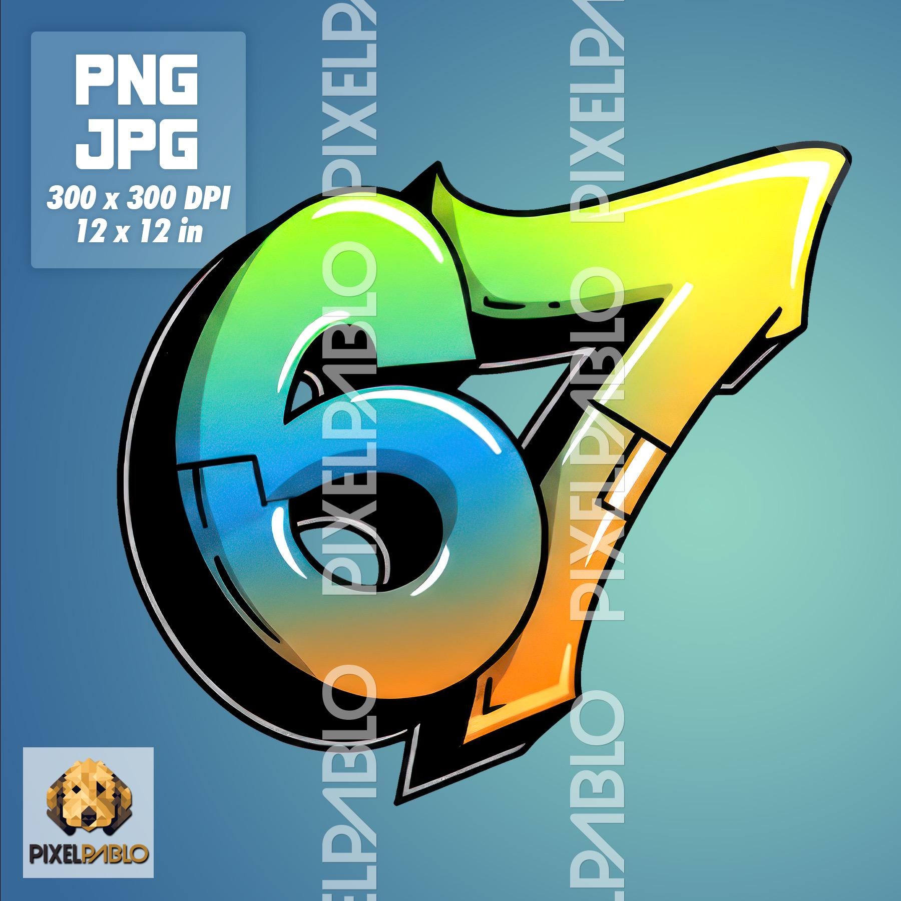 Six Seven Graffiti Art Set - 6 Urban Illustrations, PNG/JPG Files ...