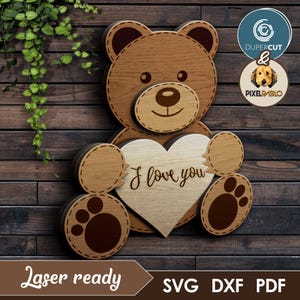 Cute Teddy Bear Holding a Heart SVG Layered File | Vector Design for ...