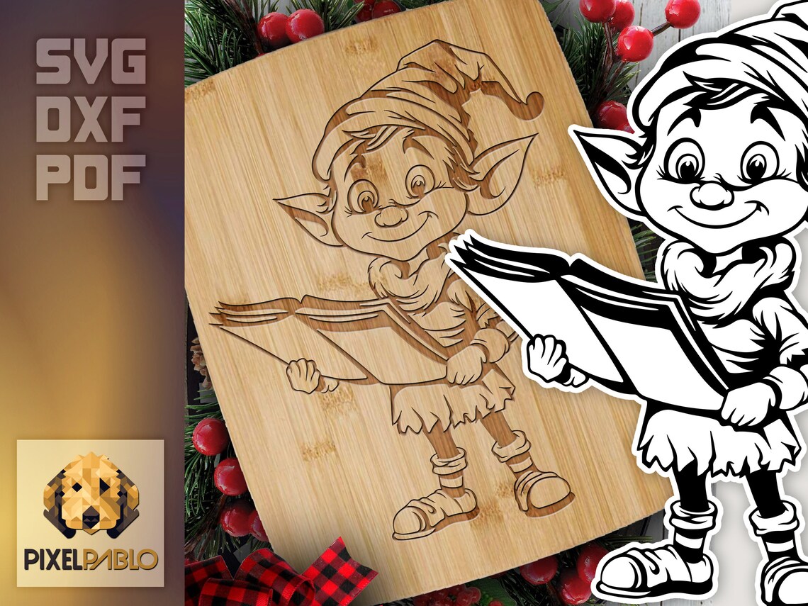 Cute Christmas Elf SVG File Holiday Spirit Template Vector Design for ...