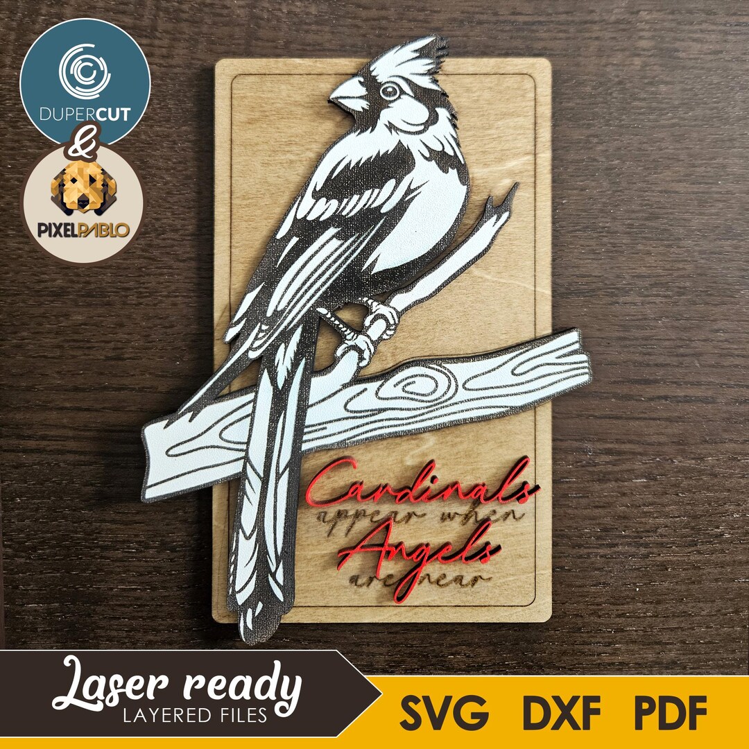 Cardinal Bird Sign Layered SVG File | Vector Design for Laser Cutting ...