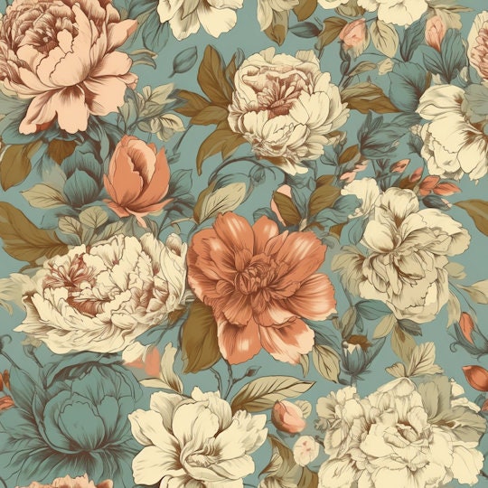 Vintage Inspired Floral Digital Paper - SEAMLESS PATTERN - Vintage ...