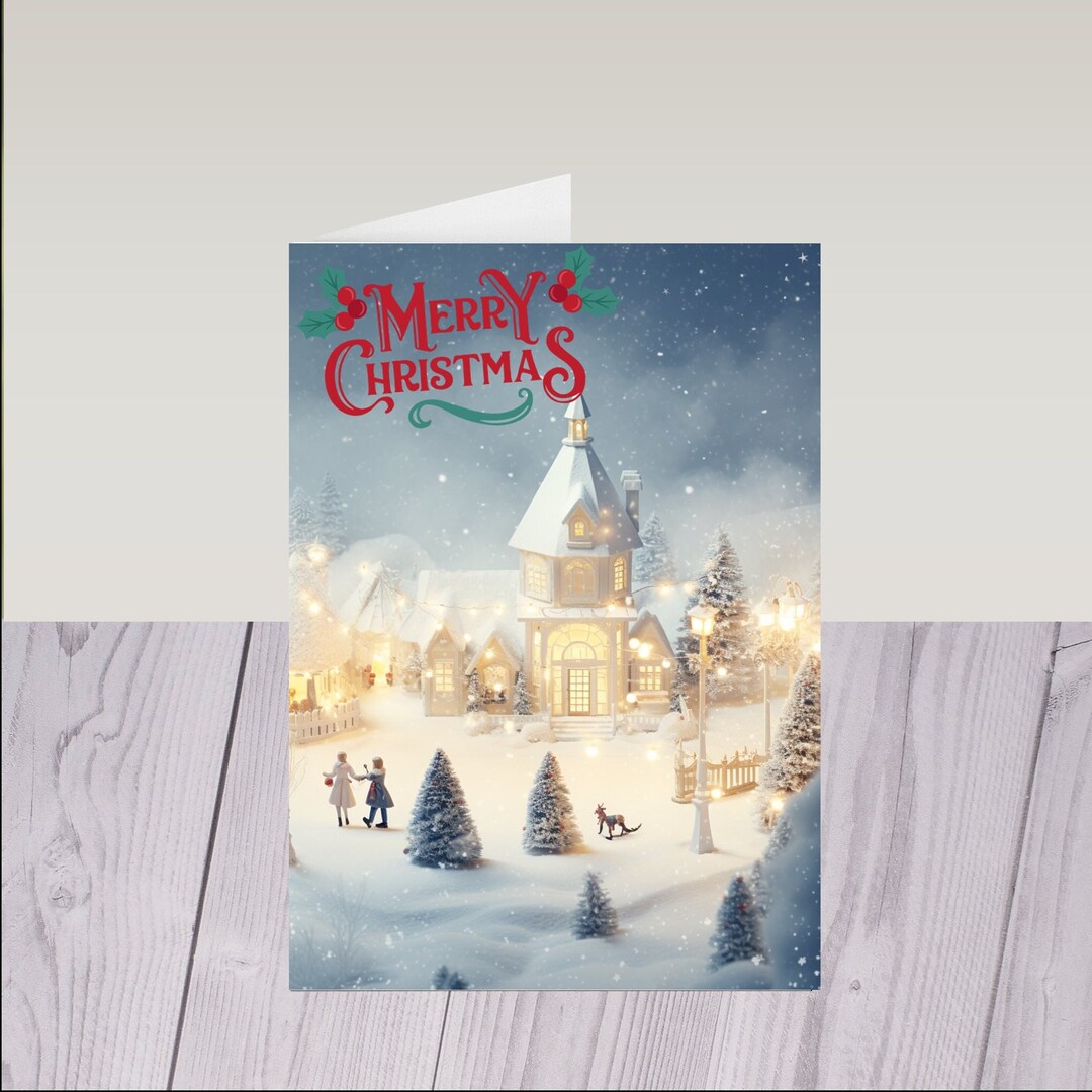 Printable Merry Christmas Greeting Card Instant Download Print at Home ...