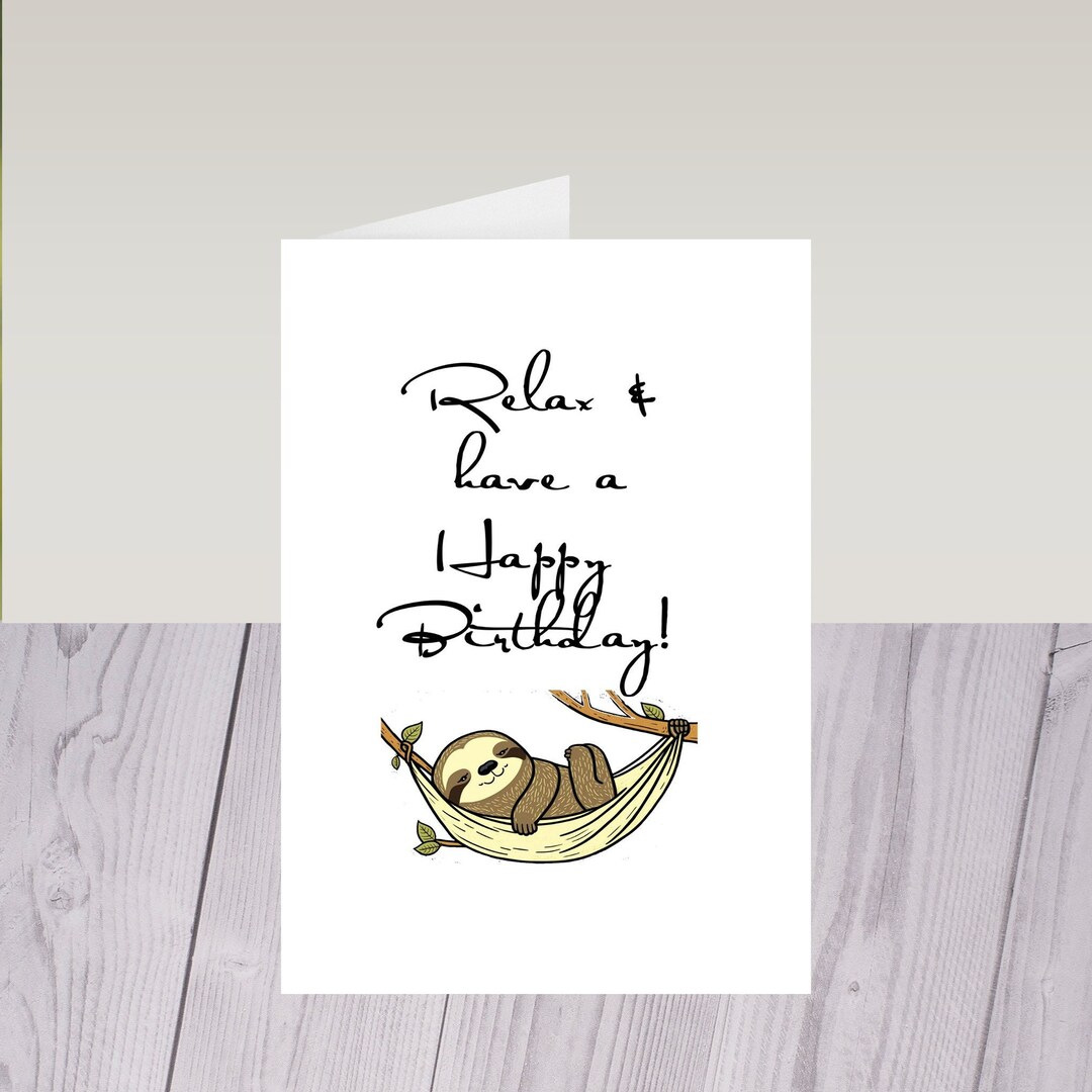 Printable Happy Sloth Birthday Card, Instant Download File in .pdf ...