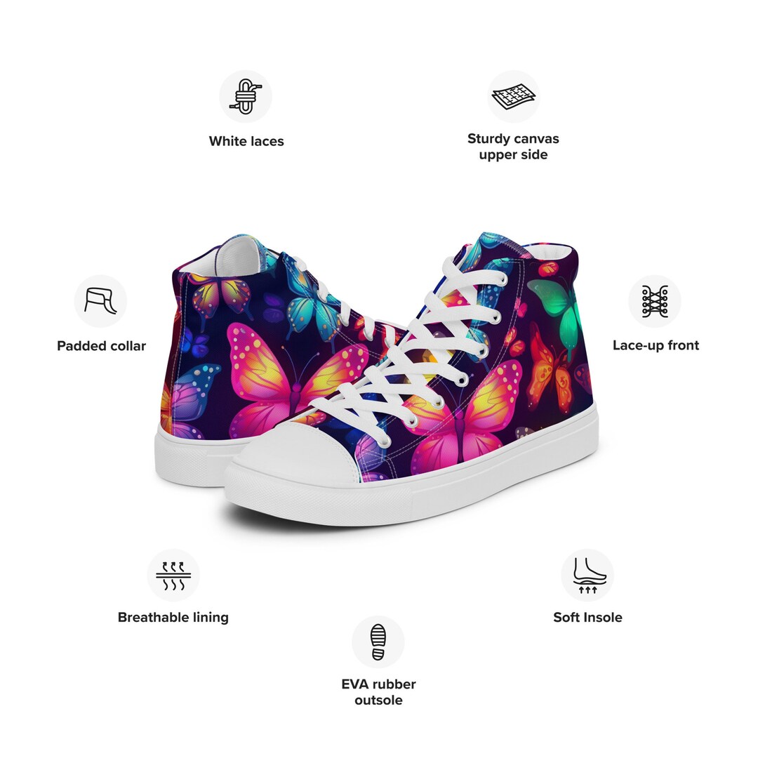 Colorful Butterflies Women Top Canvas Shoes Girly Butterfly - Etsy