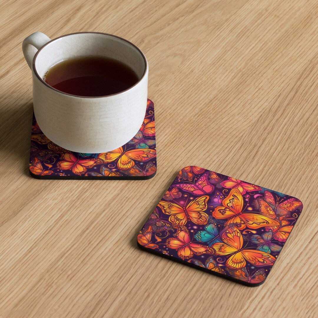 Colorful Butterflies Coaster Butterfly Lover Coaster Cute - Etsy