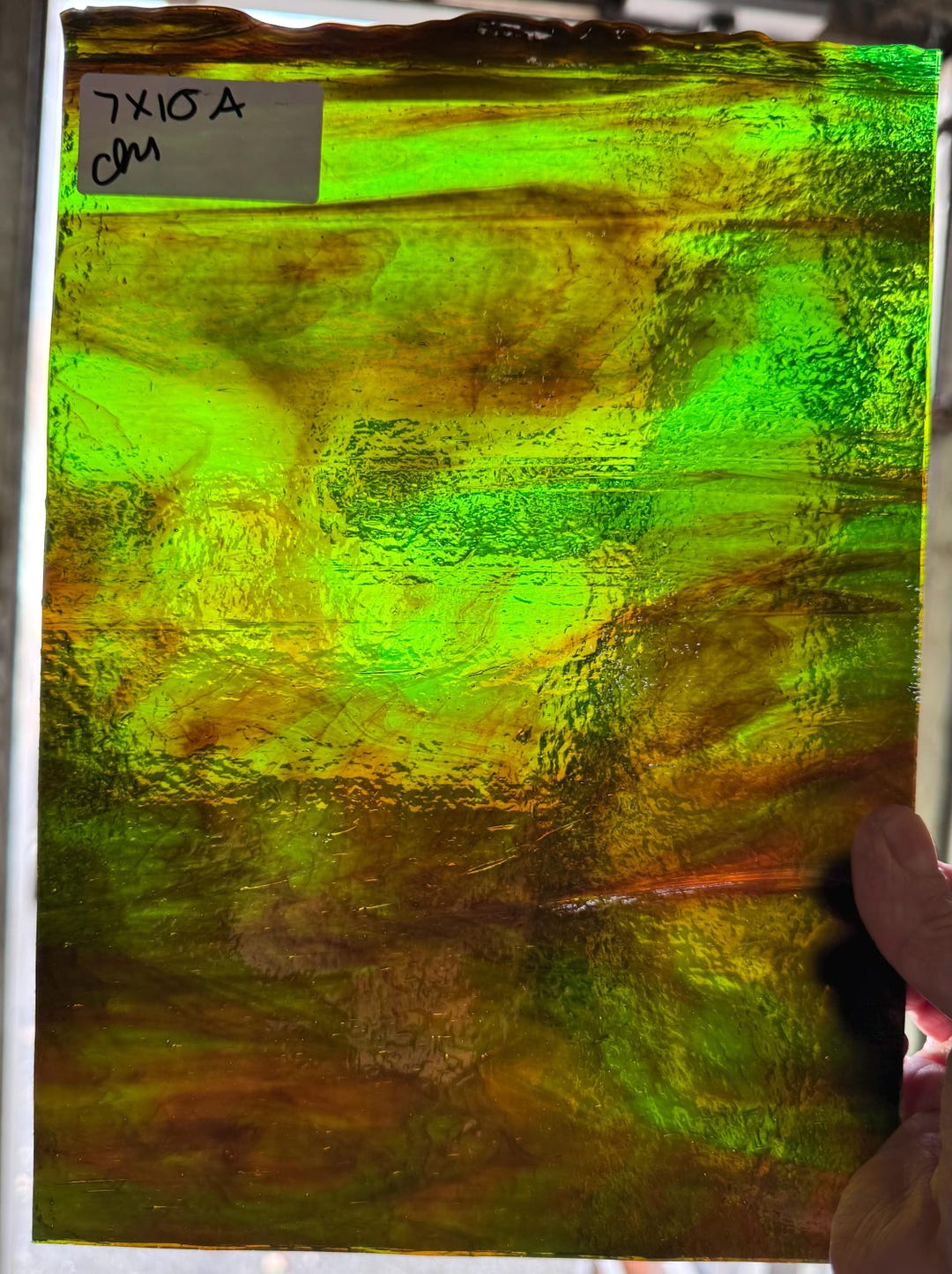 Vintage Chicago Green/rust Stained Glass Sheet, 7”x10” A - Etsy