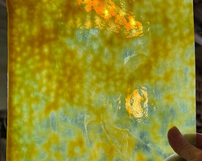 Vintage Bullseye Yellow Mottled Stained Glass Sheet, 9.5”x14” B - Etsy