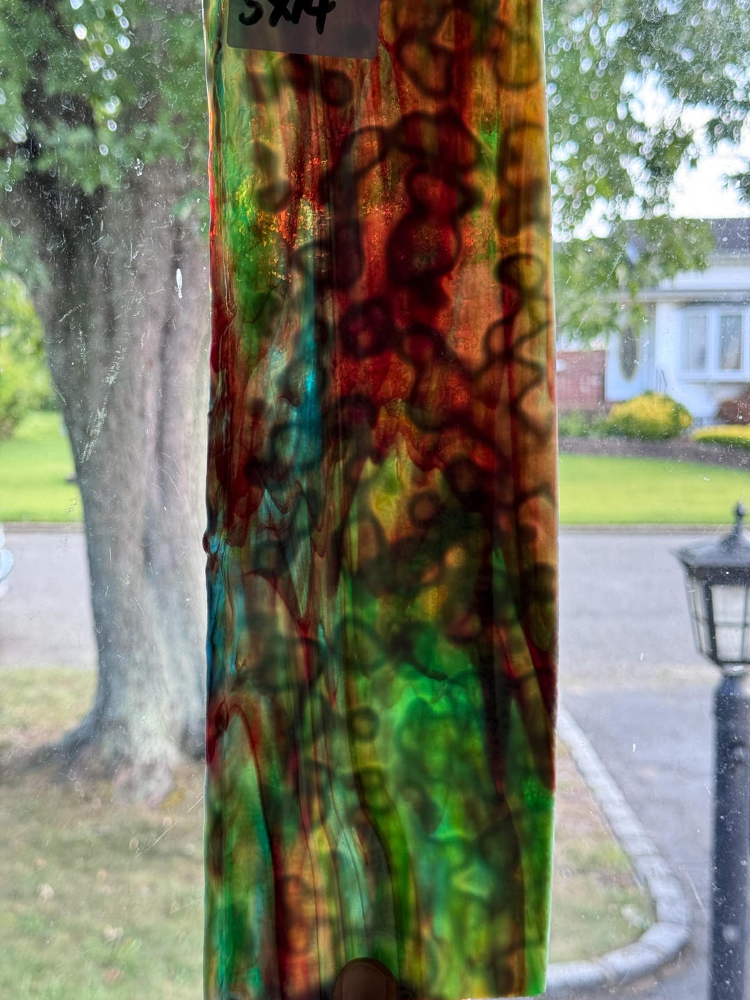 5x14 Vintage Uroboros Stained Glass Sheet, Blue/green/red, - Etsy