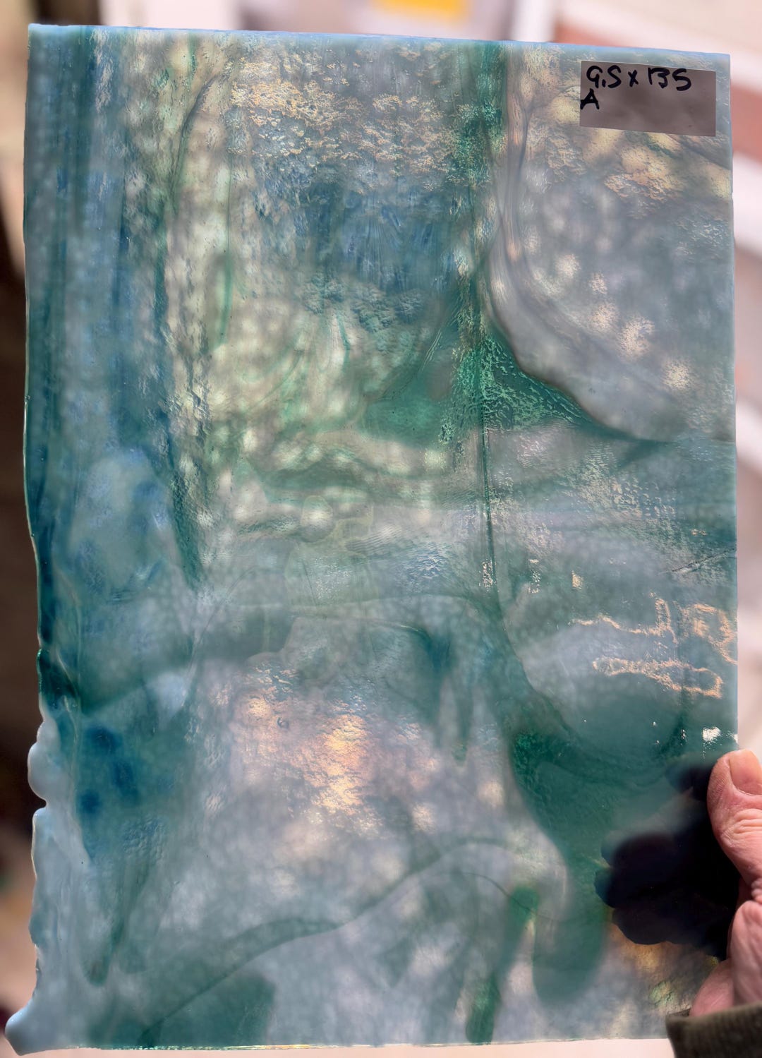 Vintage Bullseye Art Glass Sheet- Turquoise Cloudy, 9.5”x13.5” A - Etsy